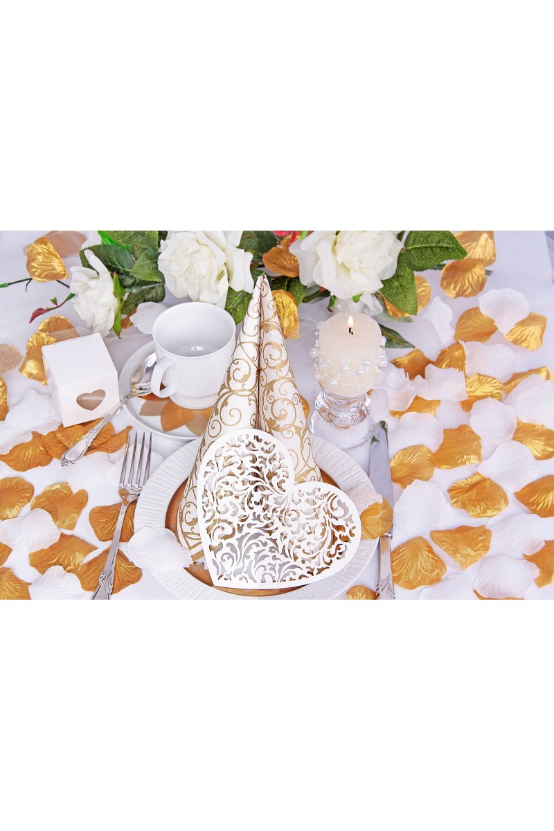 Communion table decorations - set of gold and white rose petals ...